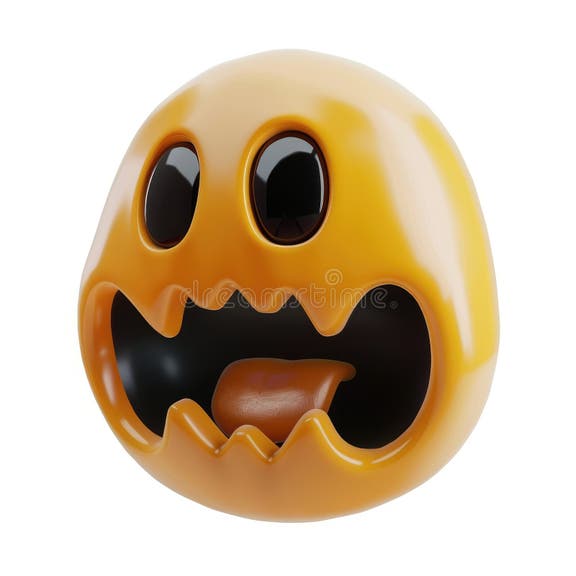 **Title:** Terrifying 3D Render of a Fearful Orange Ghost Face, Spooky ...