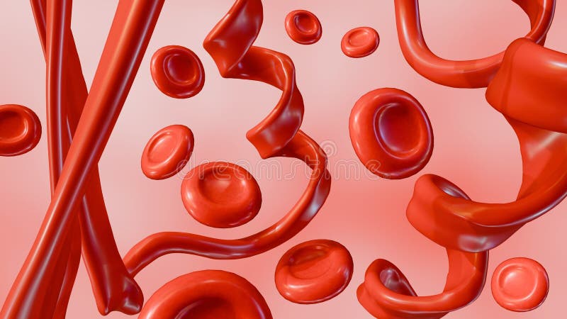 3d Rendering of Scattered Red Blood Cells or Erythrocytes and Protein ...