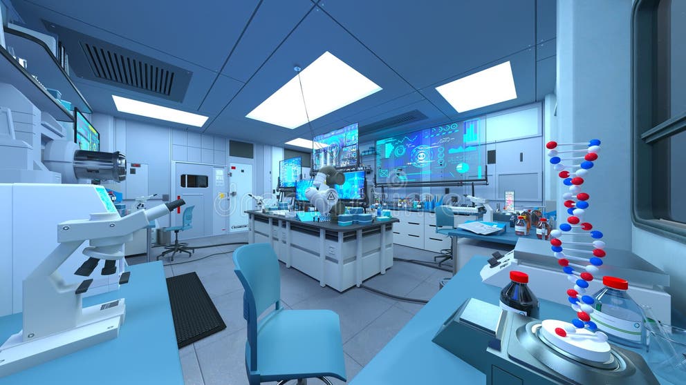 3D Rendering of Scenery in the Laboratory Stock Illustration ...