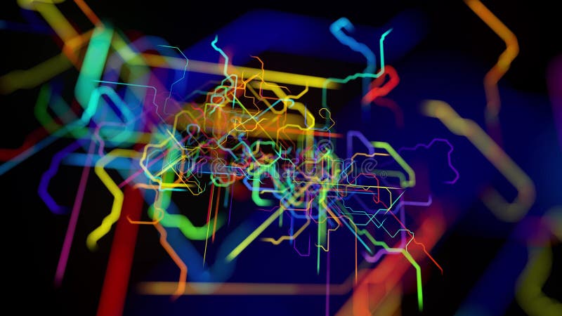 3d Rendering Sci-fi Bg Like Abstract Hologram. Multicolor Neon Glow ...