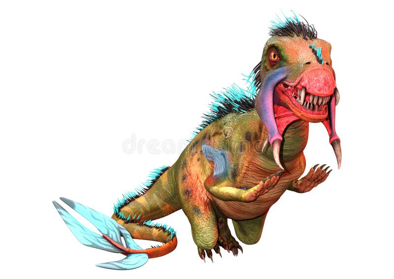 3D Rendering Alien Dinosaur on White Stock Illustration - Illustration ...