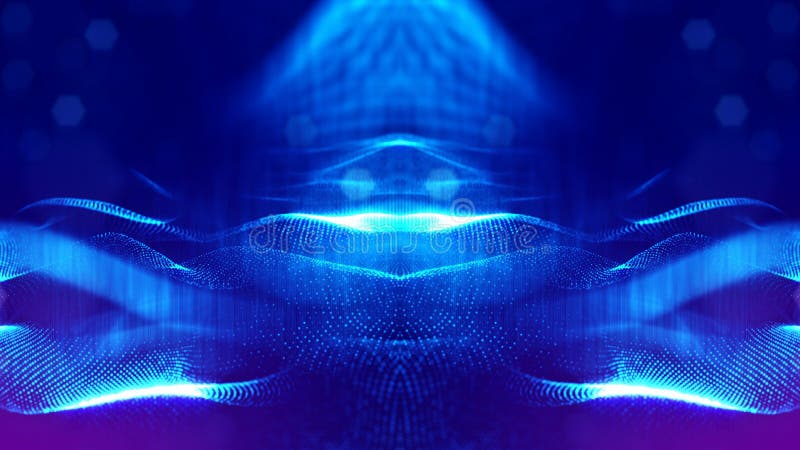 3d Rendering, Science Fiction Background of Glowing Particles with ...