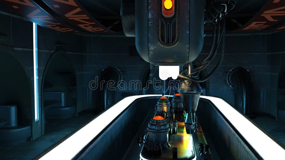 3D Rendering Science Fiction Bar Stock Illustration - Illustration of ...