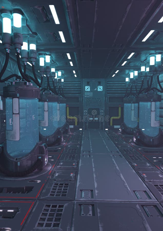 3D Rendering Scinece Fiction Clone Room Stock Illustration ...
