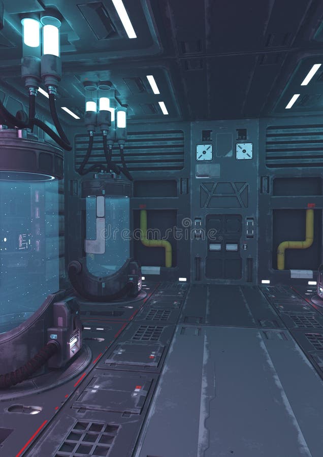 3D Rendering Scinece Fiction Clone Room Stock Illustration ...