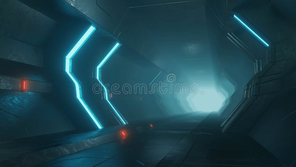 Rendering of a Science Fiction Corridor Hallway Stock Illustration ...