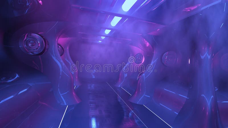 3D Rendering Science Fiction Hallway Stock Illustration - Illustration ...