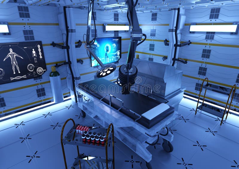 3D Rendering Science Fiction Laboratory Stock Illustration ...