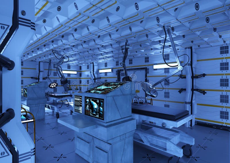 3D Rendering Science Fiction Laboratory Stock Illustration ...
