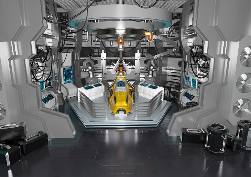 3D Rendering Science Fiction Laboratory Stock Illustration ...