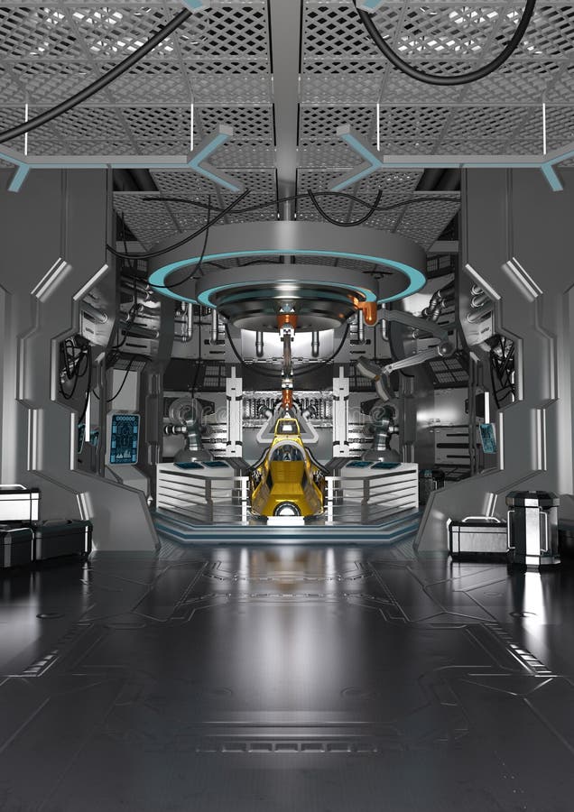 3D Rendering Science Fiction Laboratory Stock Illustration ...
