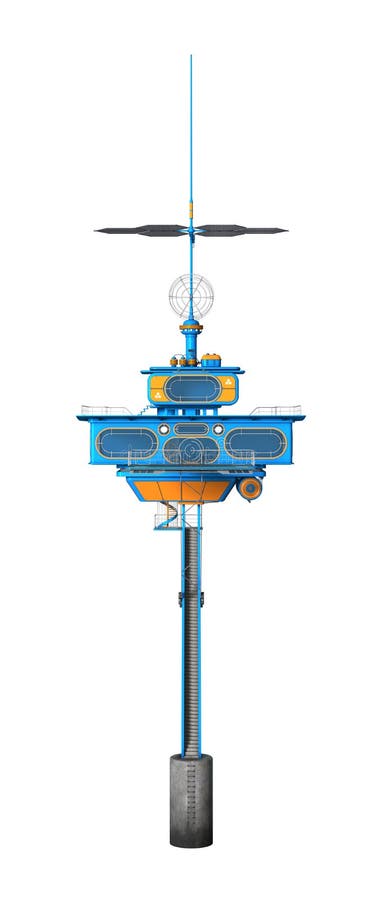 3D Rendering Science Fiction Outpost on White Stock Illustration ...