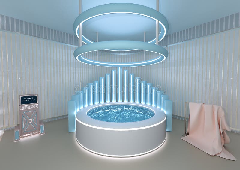 3D Rendering Science Fiction Pool Stock Illustration - Illustration of ...