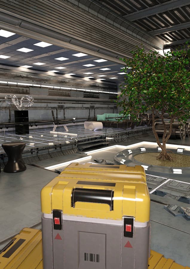 3D Rendering Space Ship Indoor Stock Illustration - Illustration of ...