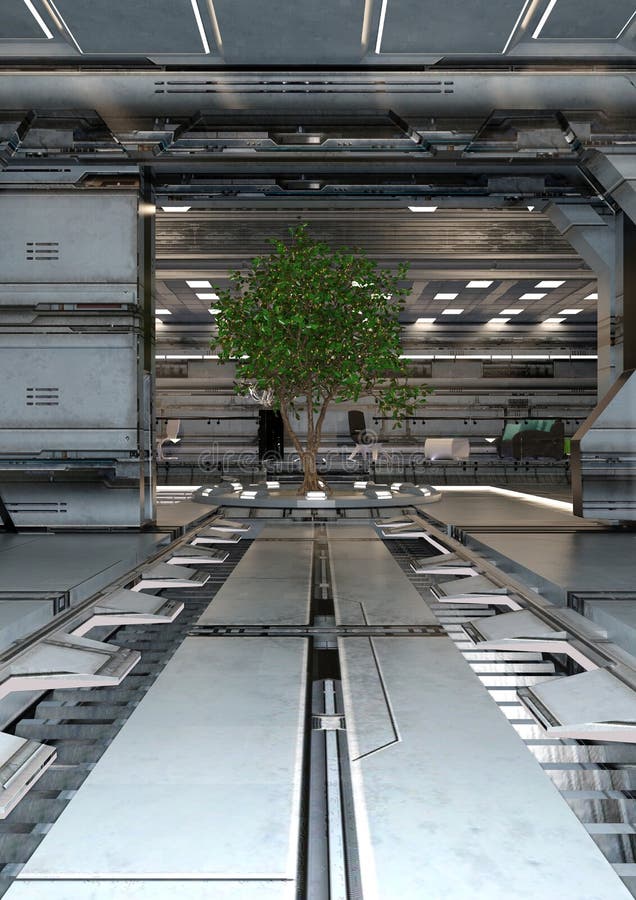 3D Rendering Space Ship Indoor Stock Illustration - Illustration of ...