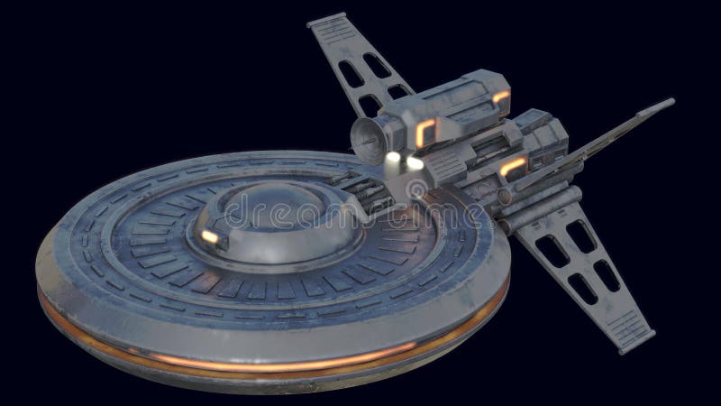 3D-illustration of an Alien Science Fiction Starship Stock Illustration ...