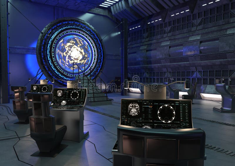 3D Rendering Teleportation Room Stock Illustration - Illustration of ...