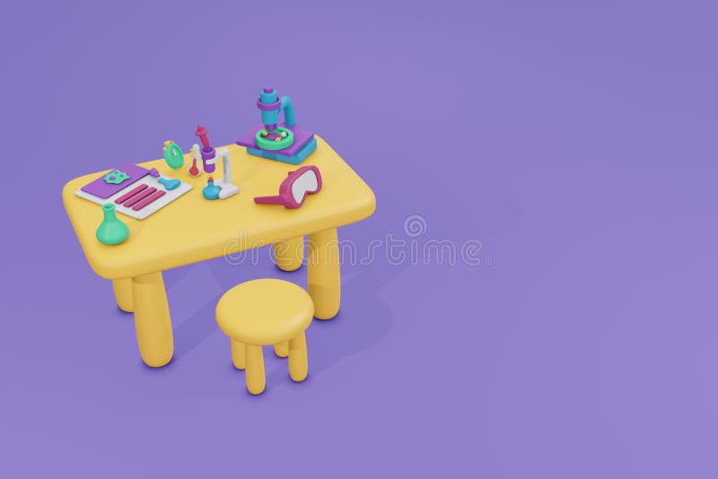 3D Rendering of Science Lab Experiment on Desk with Copy Space Concept ...