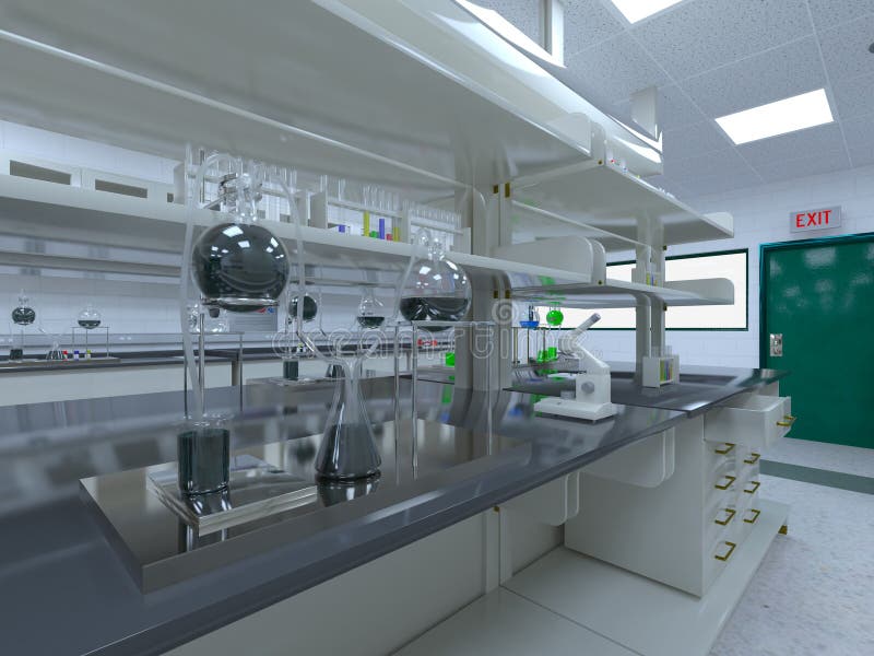 3D Rendering of Science Room Stock Illustration - Illustration of ...