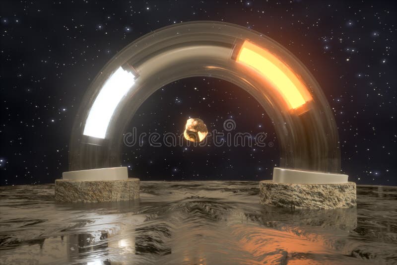 3d Rendering, Scientific Mechanical Ring in the Outer Space Stock ...