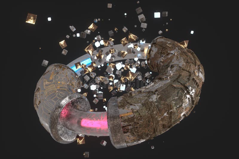 3d Rendering, Scientific Mechanical Ring in the Outer Space Stock ...