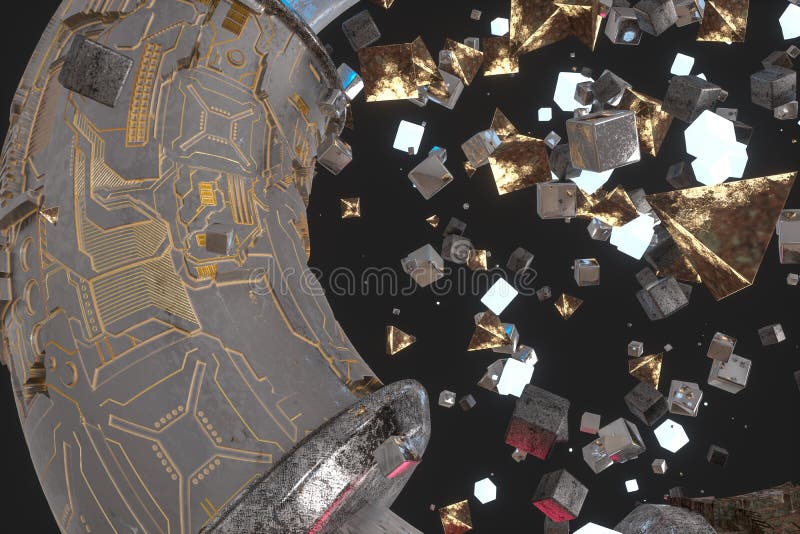 3d Rendering, Scientific Mechanical Ring in the Outer Space Stock ...