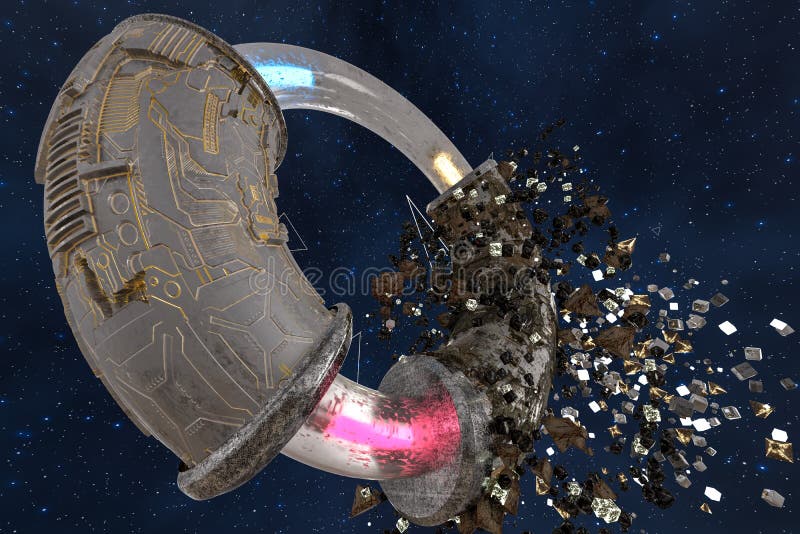 3d Rendering, Scientific Mechanical Ring in the Outer Space Stock ...