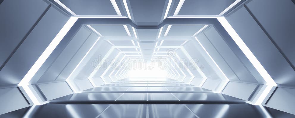 3D Rendering Scifi Interior Lab Corridor Stock Illustration ...