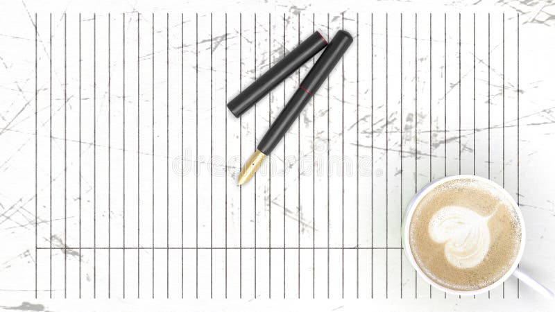 3d Rendering of Scratch Paper with Pen and Coffee on it Stock ...