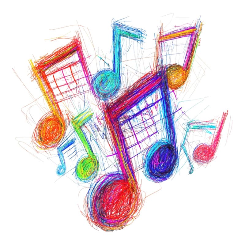 3D Rendering Scribble Colorful Musical Note Against a Transparent ...