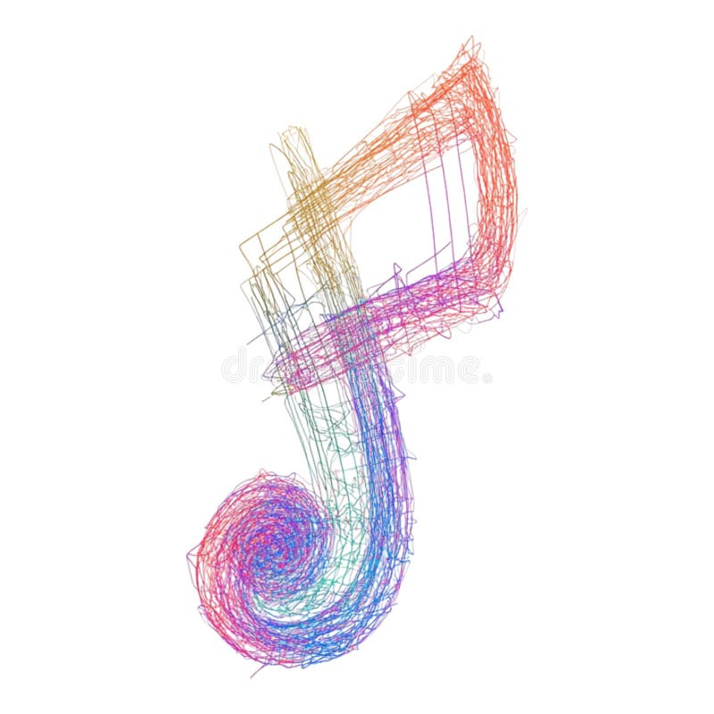 A 3D Rendering of a Scribblestyle Colorful Musical Note with Vibrant ...