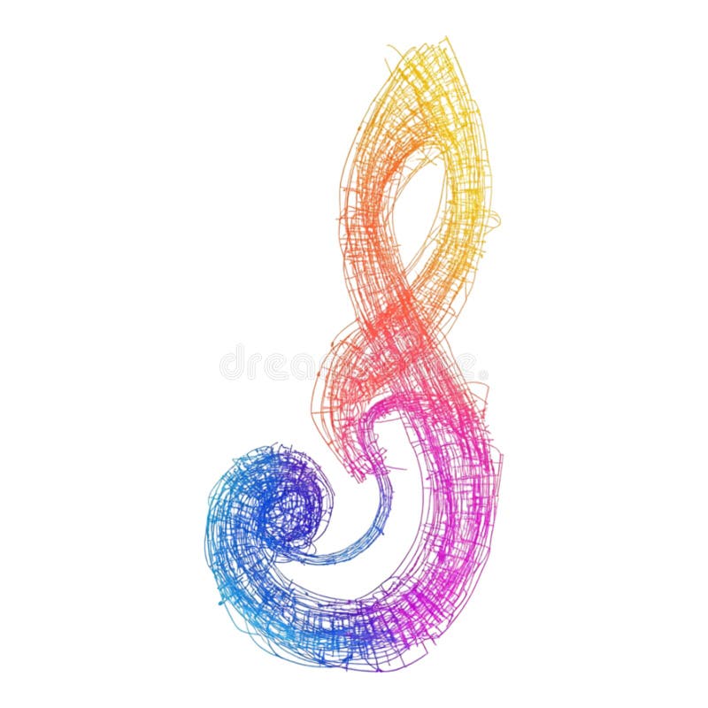 A 3D Rendering of a Scribblestyle Colorful Musical Note with Vibrant ...