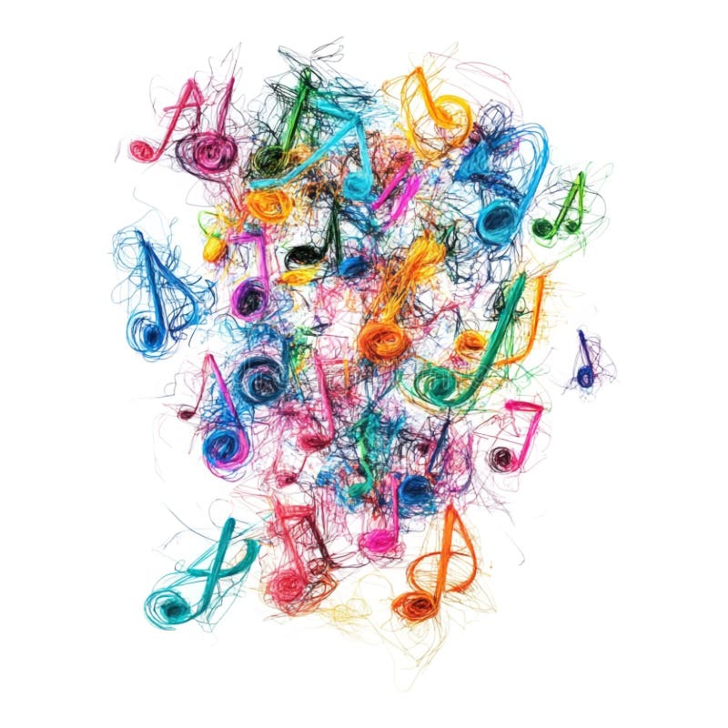 A 3D Rendering of a Scribblestyle Colorful Musical Note with Vibrant ...