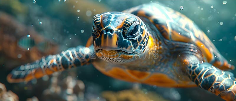 Concept 3D Rendering, Sea Turtle, Red Sea D Rendering of a Sea Turtle ...
