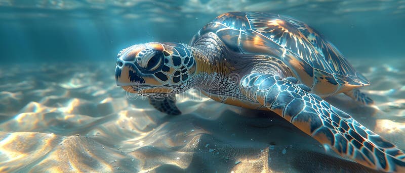 Concept 3D Rendering, Sea Turtle, Red Sea D Rendering of a Sea Turtle ...