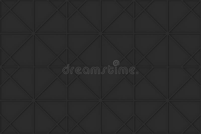 3d Rendering. Seamless Dark Tone Black Grid Square Art Pattern Wall ...