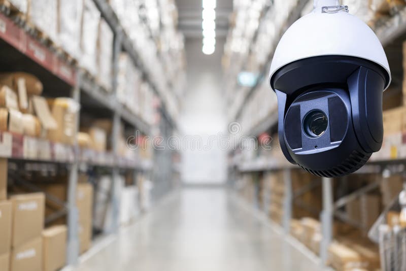 CCTV Camera or Surveillance Operating in Store or Warehouse Stock Image ...