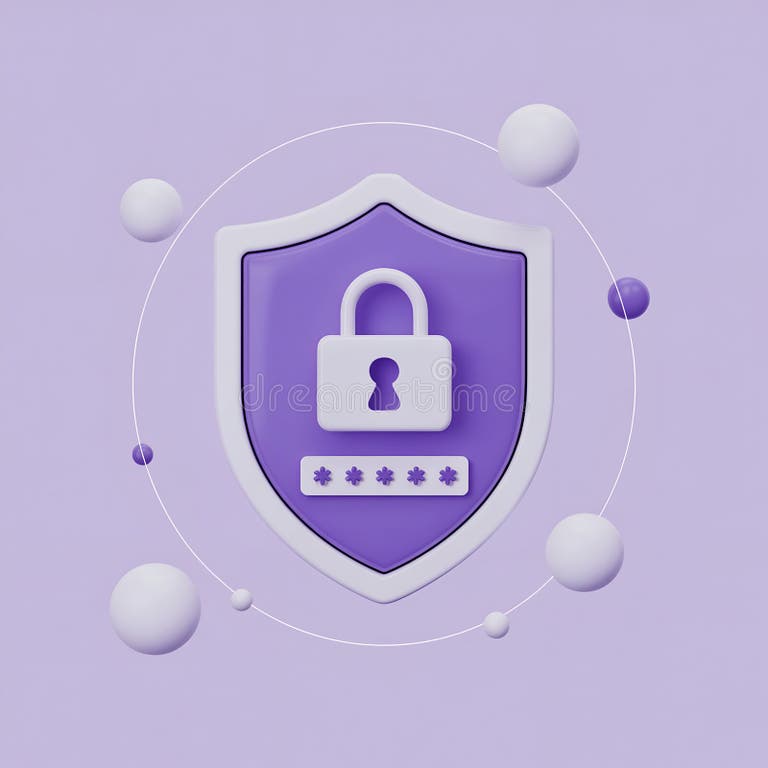 3d Rendering of Security Shield with Padlock and Password for Data ...