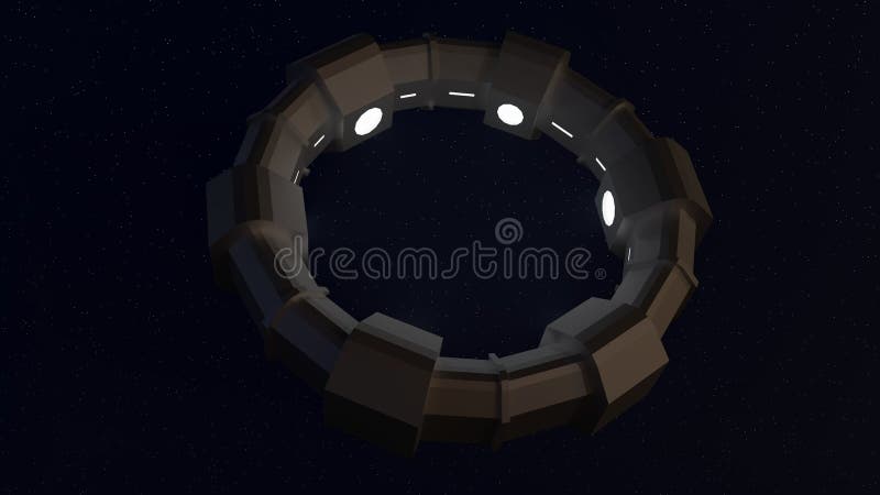 A 3d Rendering of a Segmented, Circular Structure of a Spaceship ...
