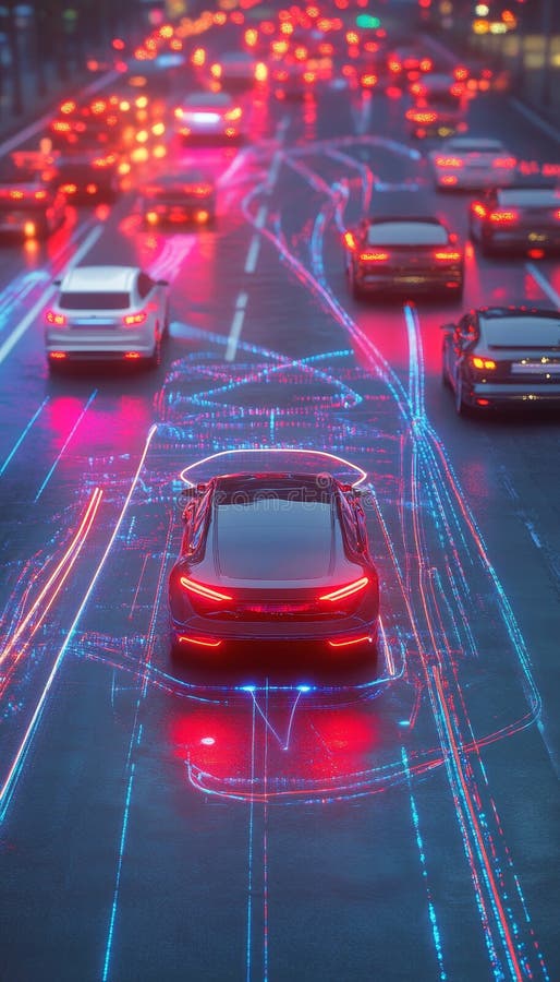 3d Rendering of a Self Driving Car with Wireless Charging in an ...