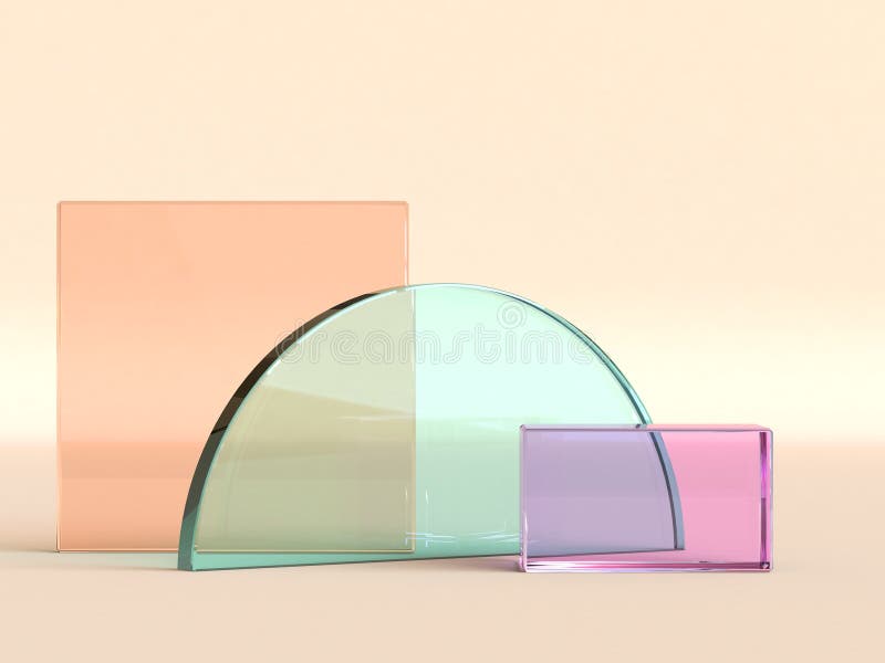 3d Rendering Semi Circle Square Clear Colorful Stock Illustration ...