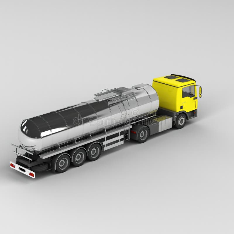 3d Rendering of a Semi-truck Isolated Against a Grey Background. Stock ...