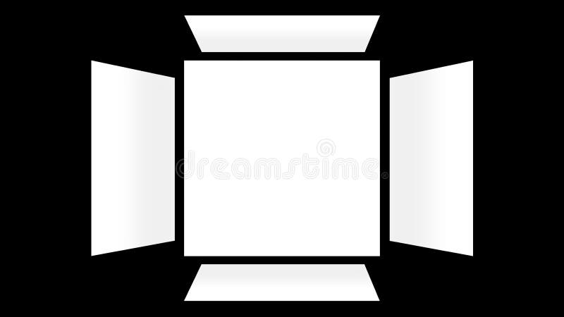 3d Rendering. Separating White Square Box Plane on Black Background ...