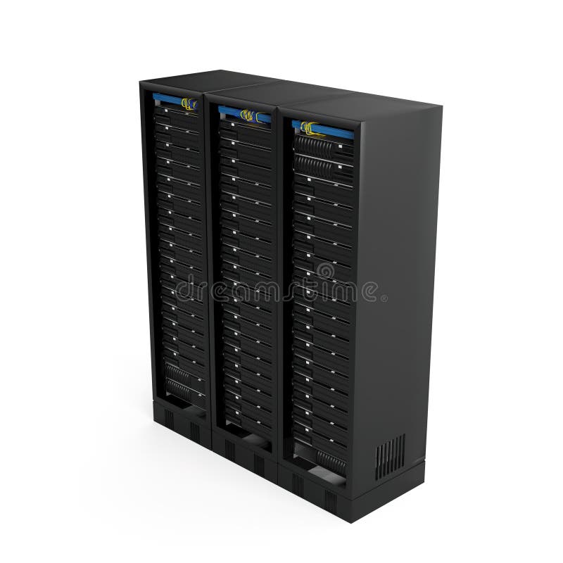3D Rendering of a Server Rack Isolated on a White Background. Stock ...