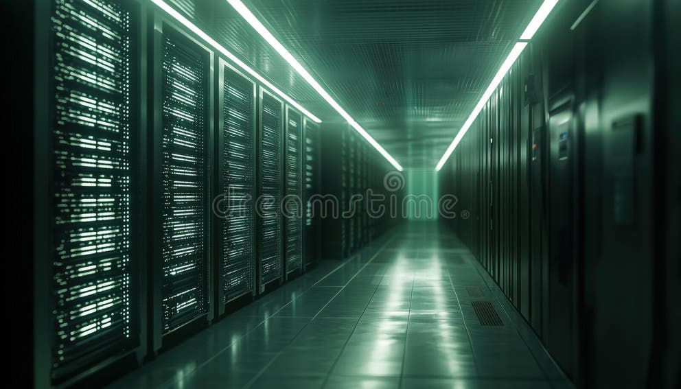 3d Rendering of Server Racks in Computer Network Security Server Room ...