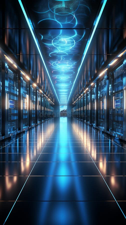 In a 3D Rendering, Server Racks Convey the Big Data Cloud Computing ...