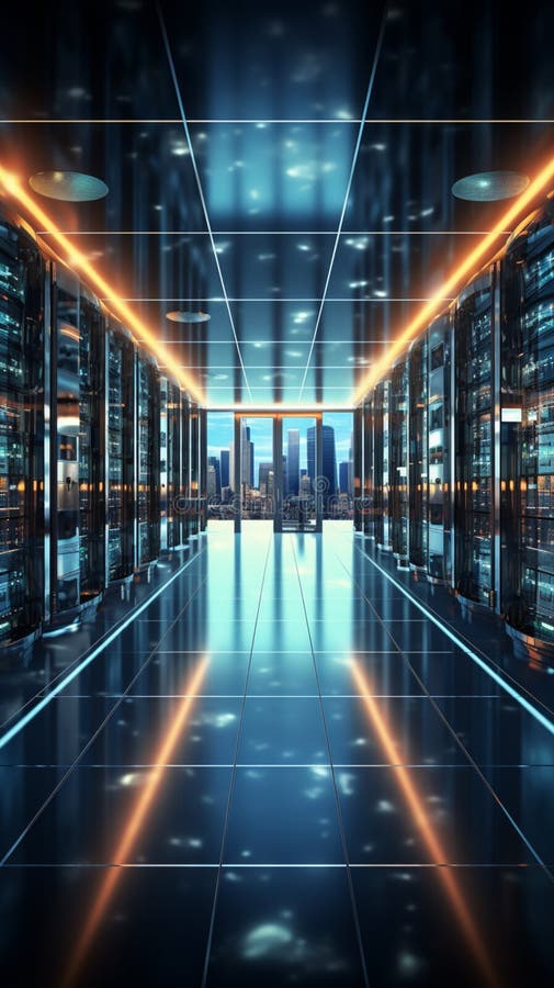 3d Rendering Server Room with Neon Lights. 3d Illustration Stock Illustration - Illustration of ...