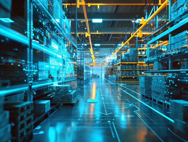 3D Rendering of Server Room Data Center in Big Data Center. Generative AI Stock Illustration ...