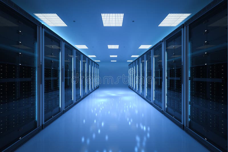 Interior server room stock illustration. Illustration of alley - 123552016