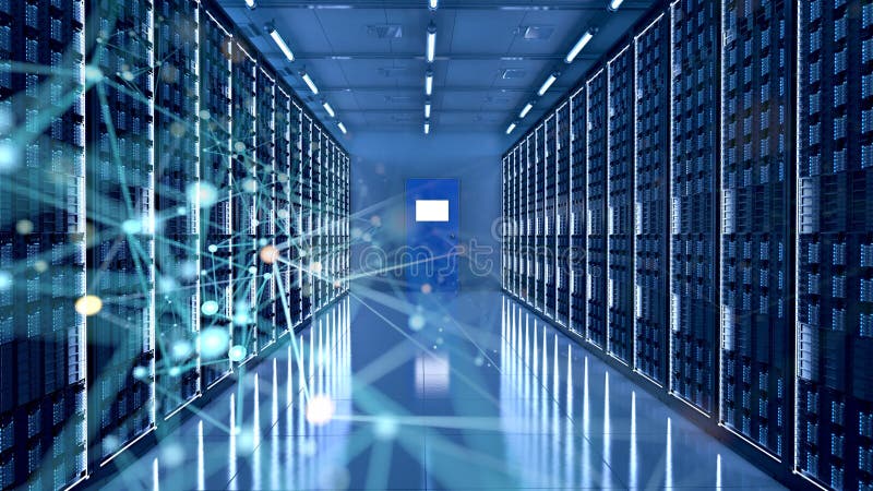 Interior of a Data Center with Neon Lights Stock Video - Video of ...